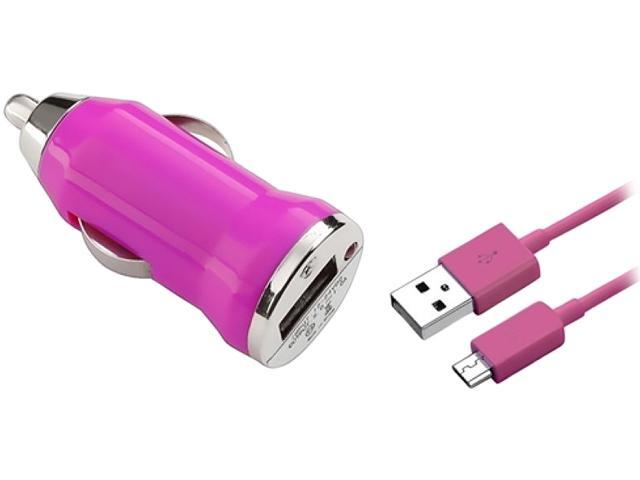 Insten 1047341 Hot Pink Universal USB Mini Car Charger Adapter + 3 FT ...