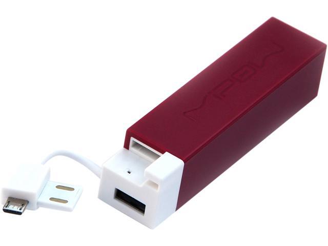 MiPow Power Tube Simple Red 2600 mAh Micro USB Portable Charger SPM01A ...