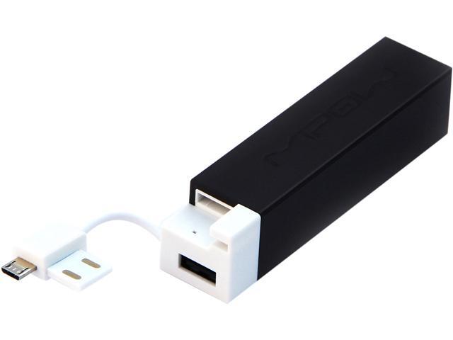 MiPow Power Tube Simple Black 2600 mAh Micro USB Portable Charger ...
