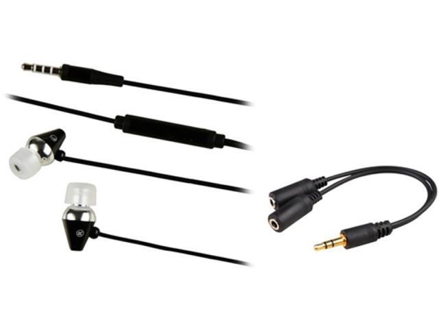 Insten Black 3.5mm In-ear Stereo Headset & Headset Splitter 730251 ...