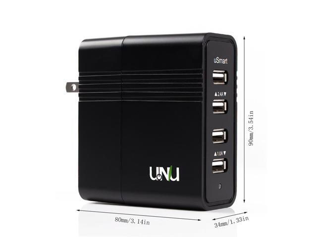UNU UNU-WX-04B Black WX Series Universal 6.8AMP 4 Port Wall Charger ...