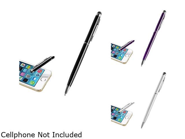 Insten Multiple 3-Pack Black / Purple / Silver 2-in-1 Capacitive Touch ...