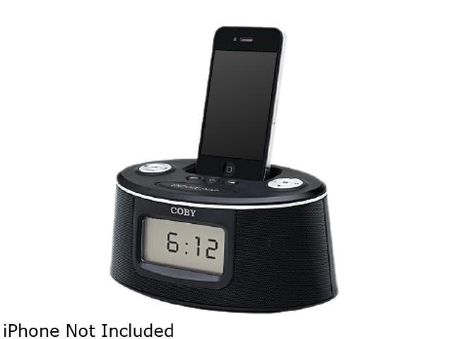 Coby Black AM/FM Clock Radio with iPhone/iPod Docking Stereo Speaker ...