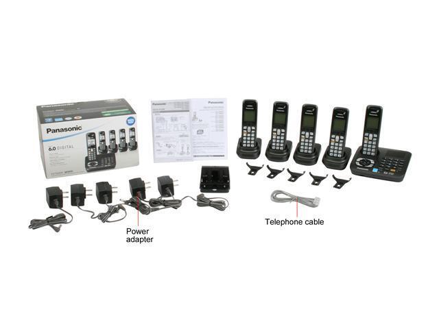 Panasonic KX-TG6445T 1.9 GHz Digital DECT 6.0 5X Handsets Cordless ...