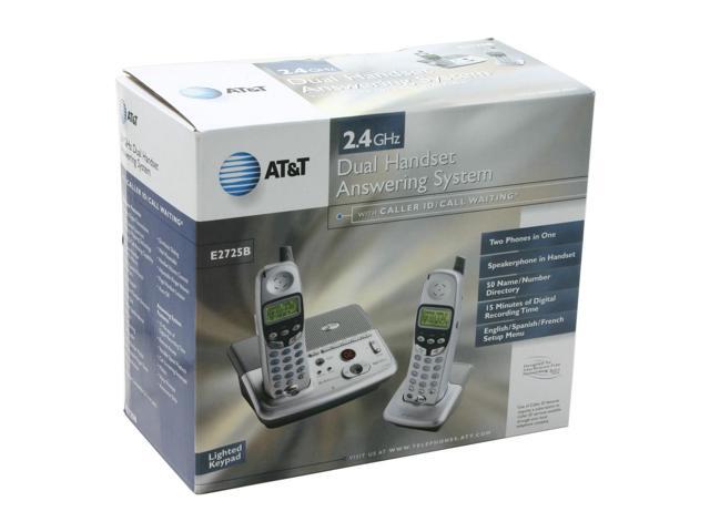 AT&T E2725B 2.4 GHz Digital 2X Handsets Cordless Phone - Newegg.com