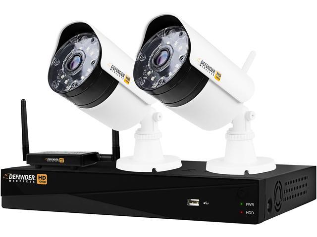 Defender Wireless HD 1080p 4 Channel 1TB DVR Security System with 2 ...