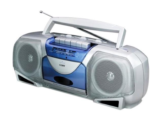 COBY Portable AM/FM Cassette Player/Recorder - Silver, Blue CX244 ...