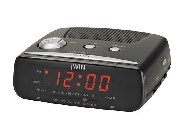 jWin Compact Digital Alarm Clock with AM/FM Radio, Black (JL206BLK ...