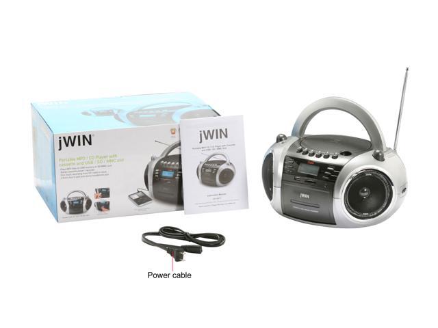 jWIN Portable MP3/CD Player with Cassette & USB/SD/MMC Slot (Black) JX ...