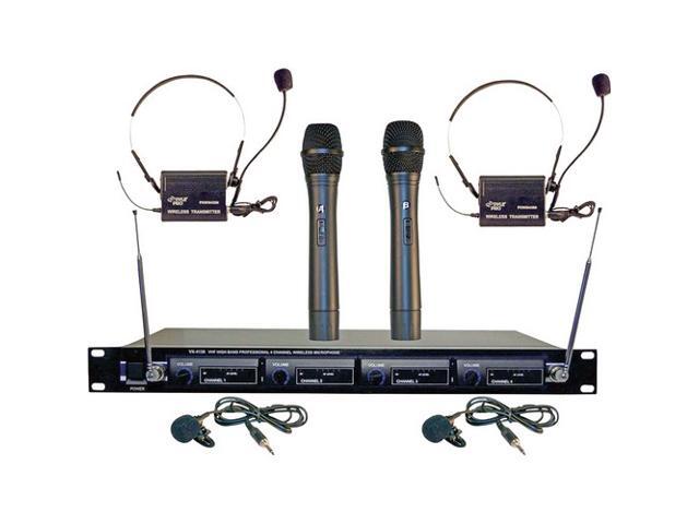 PylePro PDWM4300 4-Channel VHF Wireless Microphone System Kit with (2 ...