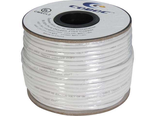 Coboc Model SPW-CL2-2C18-250-WH 250 ft. 2-Conductor CL2 Rated(In-Wall Installation) OFC Speaker ...