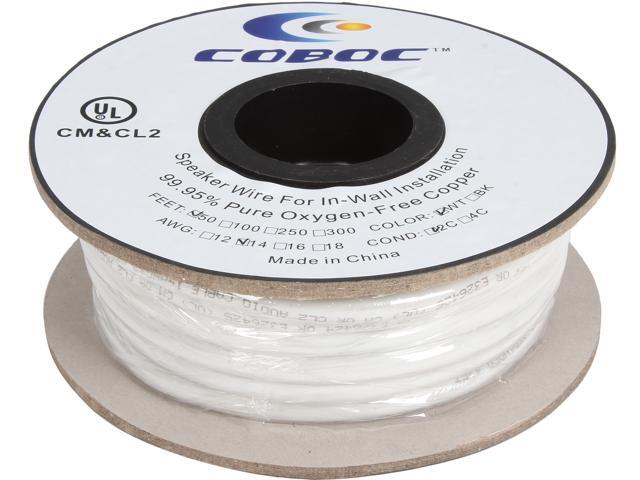 Coboc Model SPW-CL2-2C14-50-WH 50 ft. 2-Conductor CL2 Rated(In-Wall Installation) OFC Speaker ...