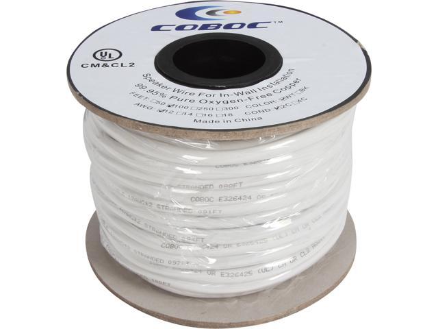 Coboc Model SPW-CL2-2C12-100-WH 100 ft. 2-Conductor CL2 Rated(In-Wall Installation) OFC Speaker ...