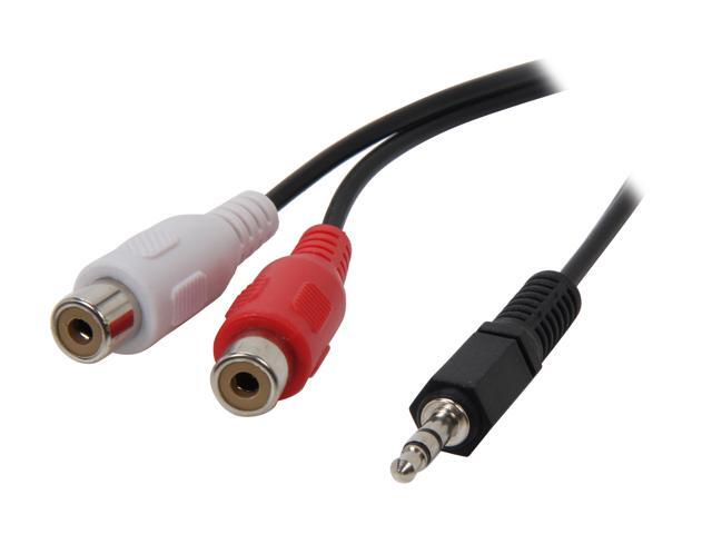 Coboc 6 inch 3.5mm Stereo Male to 2 RCA Female Cable (Black) - Newegg.com