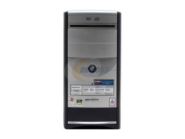 eMachines Desktop PC T-Series T3393 3000+ 512MB DDR 80GB HDD Windows XP ...