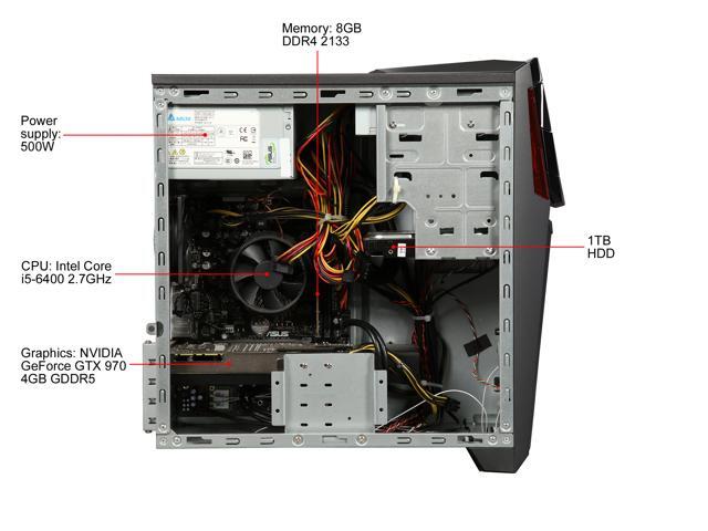 Open Box: ASUS Desktop Computer G11CD-WS51 Intel Core i5 6th Gen 6400 ...