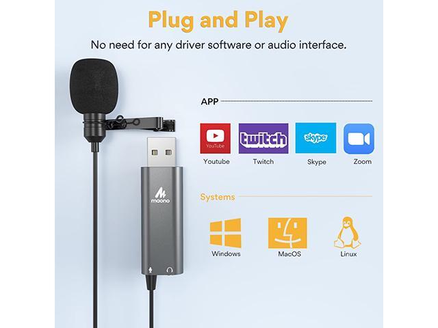 Maono AU-UL20 USB Lavalier Microphone with Headphones Jack - Newegg.ca