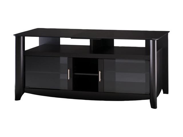 BUSH FURNITURE MY16960-03 Black Aero Collection TV Stand with Glass Top ...