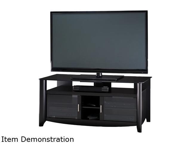 BUSH FURNITURE MY16960-03 Black Aero Collection TV Stand with Glass Top ...