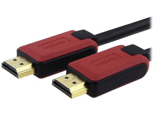 Insten 1668053 6 ft. High Speed Black & Red HDMI Cable with Ethernet M ...