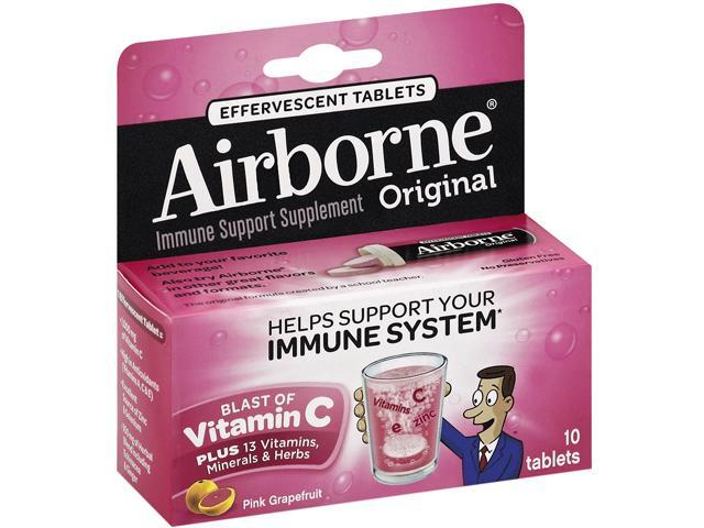 Airborne Immune Support Effervescent Tablet, Pink Grapefruit, 10 Count ...