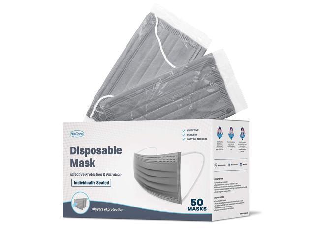 WeCare Disposable Face Mask, 3-Ply with Ear Loop (50 Individually ...