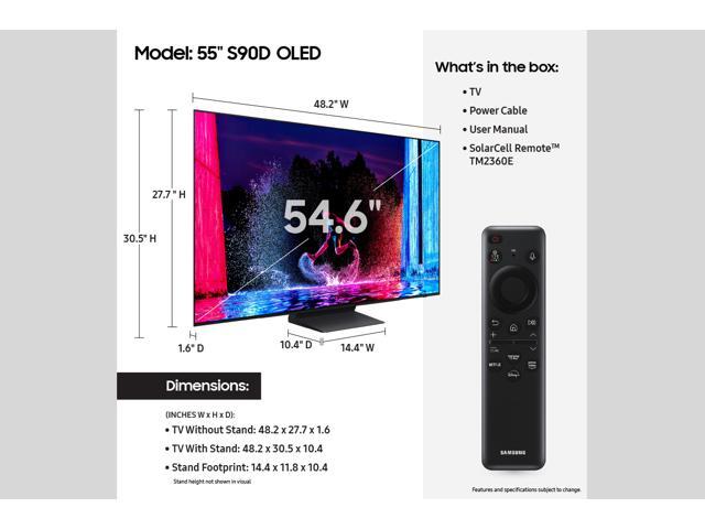 Samsung OLED S90D 55" Class OLED Tizen Smart TV (QN55S90DAFXZA, 2024 ...