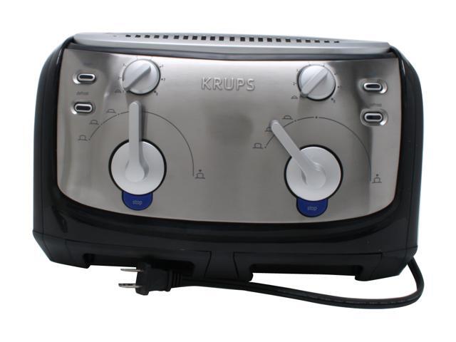 KRUPS FEM4B Black & Metal 4-slice Toaster - Newegg.com