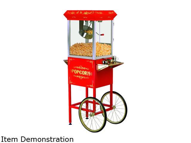 Elite EPM-400 2-in-1 Red Vintage Popcorn Trolley Cart 8oz Popcorn Maker ...