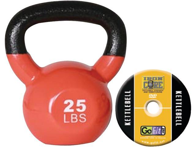GoFit GF-KBELL25 Premium Kettlebell With Training DVD (25 Lbs; Orange ...