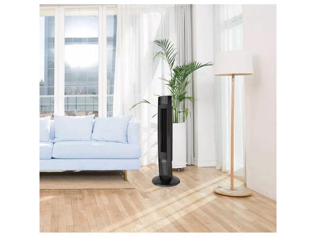 LASKO Wind Tower 36" Oscillating Black Tower Fan with Timer, Nighttime ...