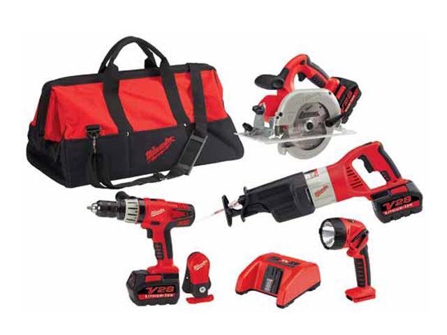 Milwaukee 092829 28V 4 Pack Combo w Bag - Newegg.com