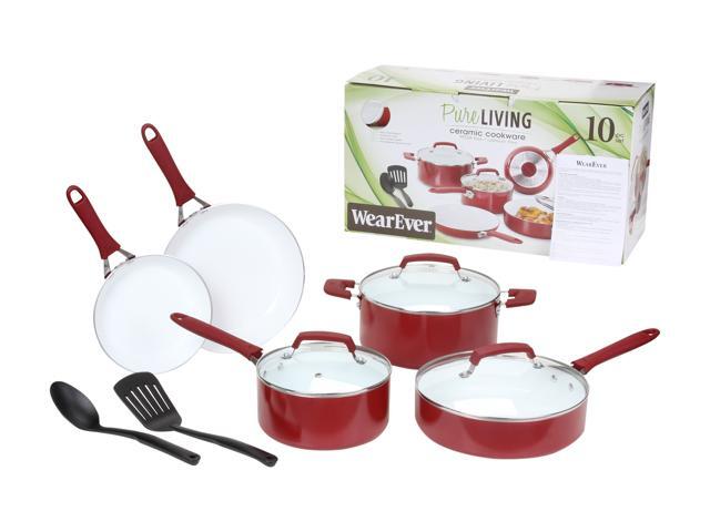 WearEver Pure Living Ceramic Nonstick 10-Piece Set, Red - Newegg.com