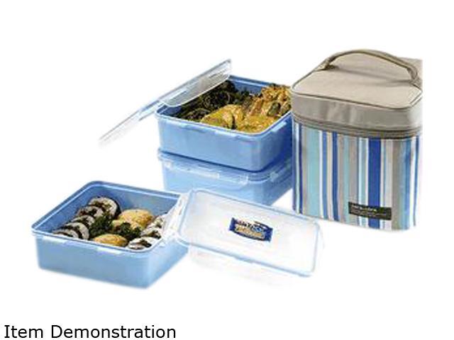 Lock&Lock HPL823RB Square Lunch Box 3-Piece Set W/Blue Bag - Newegg.com