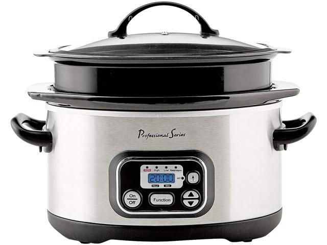 Continental Electric 4-6 Quart Expandable Slow Cooker, Stainless Steel ...
