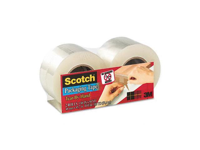 3M 38422 Tear-By-Hand Packaging Tape 2 x 50 Yards 1-1/2 Core Clear Two ...