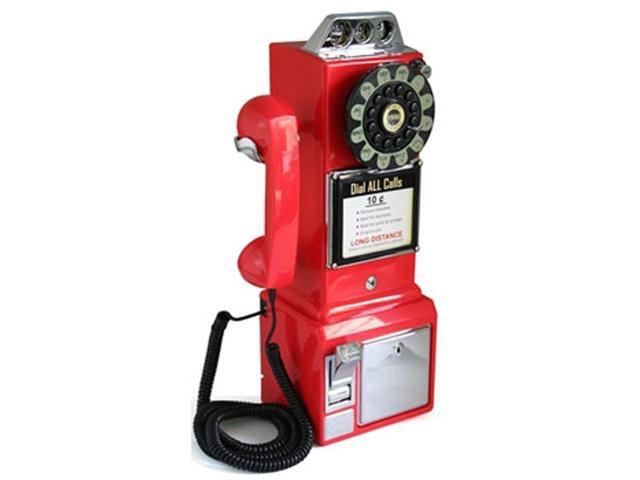 1950 Retro Classic Pay Phone Telephone- Red - Newegg.com