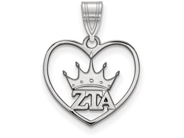 LogoArt Sterling Silver Zeta Tau Alpha Heart Pendant Necklace - Newegg.com