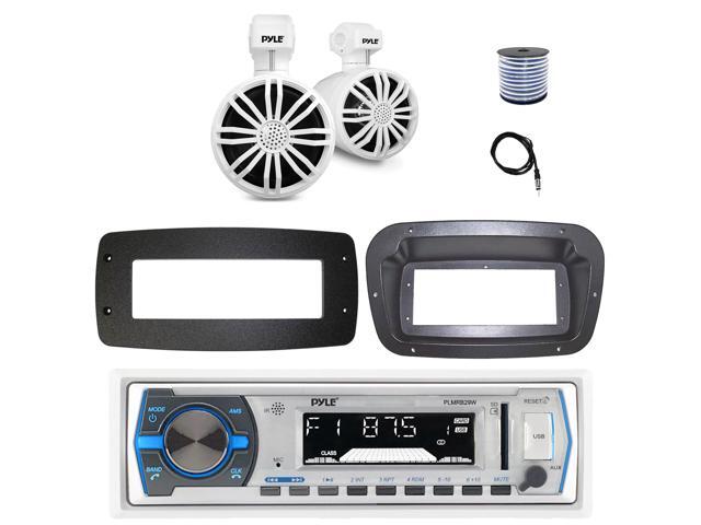 Pyle PLMRB29W Single DIN Bluetooth Marine MP3 Stereo Receiver, Spa ...