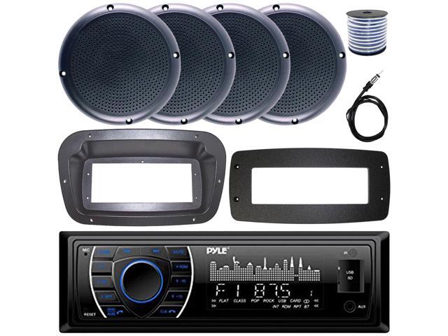 Pyle PLRMR27BTB Single-DIN Marine Bluetooth USB/AUX MP3 AM/FM Radio ...