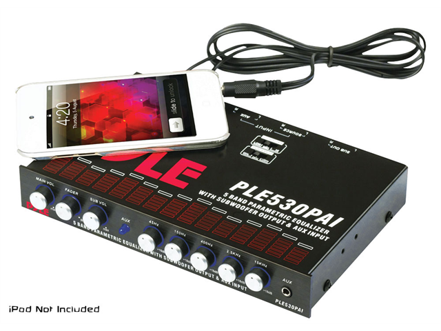 PYLE PLE530PAI HALF-DIN 5 BAND GRAPHIC EQ W/ BUILT IN 6 CHAN 8 VOLT ...