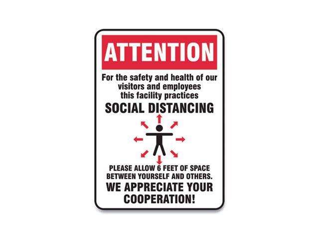 Social Distance Signs 14x10 Visitors and Employees Distancing RedWhite ...