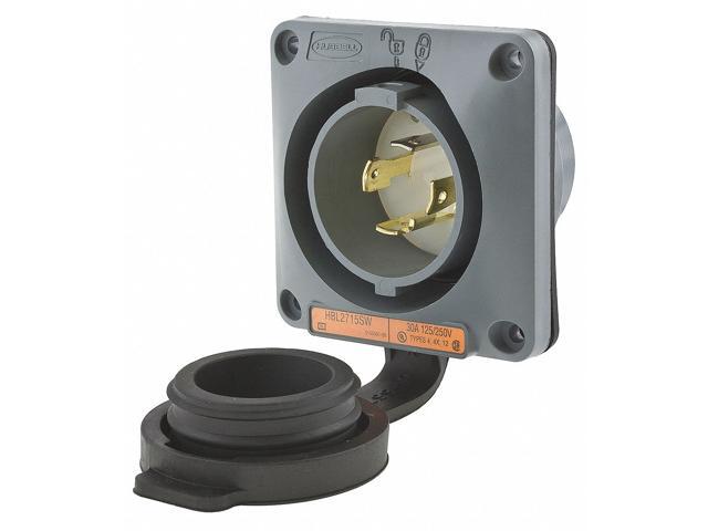 HUBBELL WIRING DEVICE-KELLEMS HBL2715SW Watertight Flanged Locking ...
