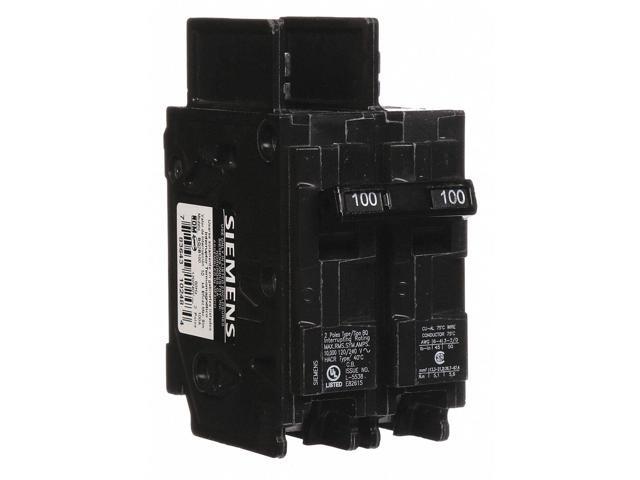 SIEMENS BQ2B100 Miniature Circuit Breaker, BQ Series, 100A, 2 Pole, 120 ...