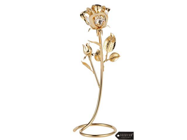 Matashi 7.5" 24K Gold Plated Long Stem Rose Flower with Premium ...
