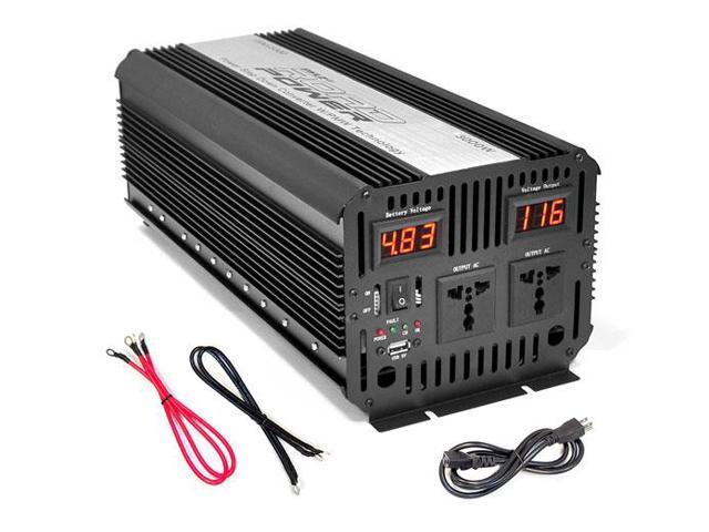 Plug in Car 3,000 Watt 12v DC to 115 Volt AC Power Inverter w/ Modified ...