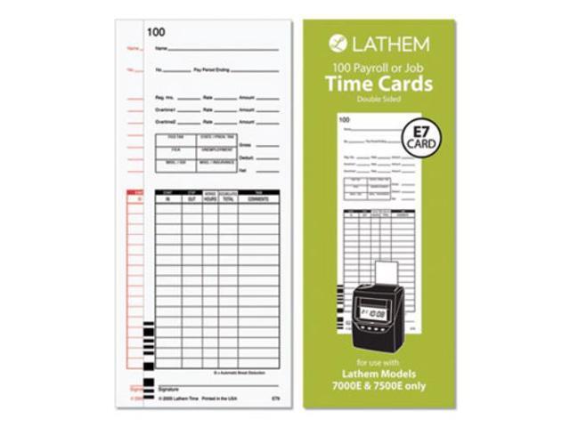 Time Cards for Lathem 7000E and 7500E Time Clocks Bi-Weekly; Semi ...