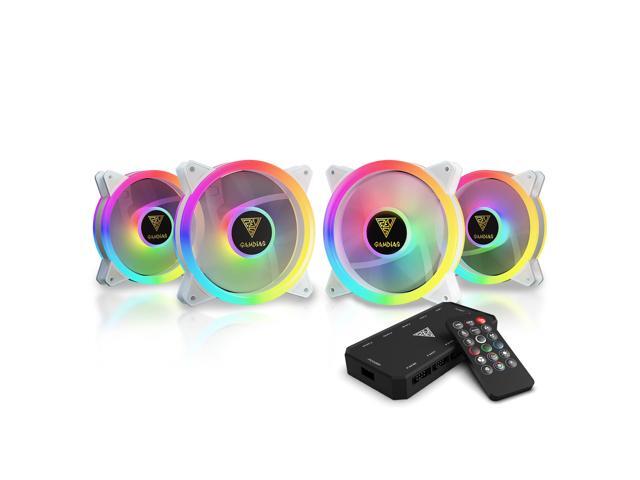 GAMDIAS AEOLUS M2-1204R 120MM RGB Fans WHITE, 4 in 1 Fan Pack with ...