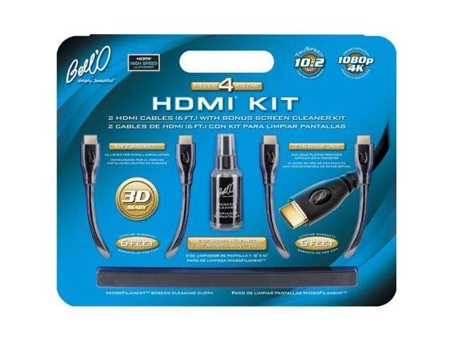 BellO HDK2612 6 Ft. 2 HDMI Cables with Bonus Screen Cleaner Kit ...