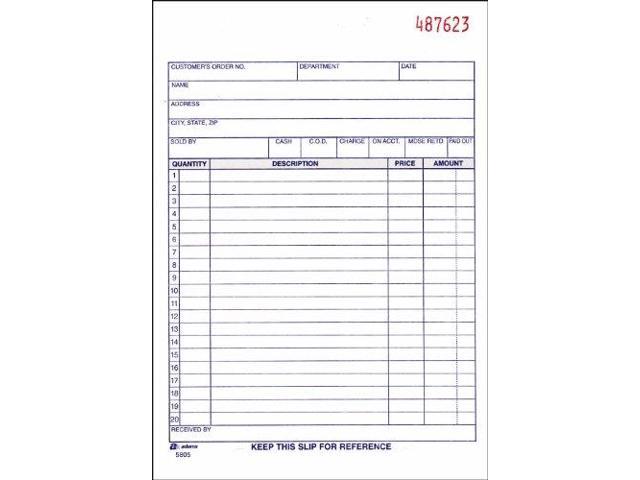 Adams Carbonless Sales Order Books - 50 Sheet(s) - 3 Part - Carbonless ...